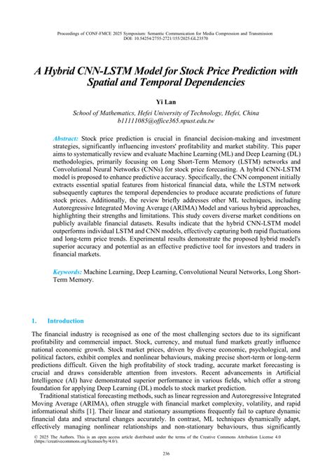 Pdf A Hybrid Cnn Lstm Model For Stock Price Prediction With Spatial And Temporal Dependencies