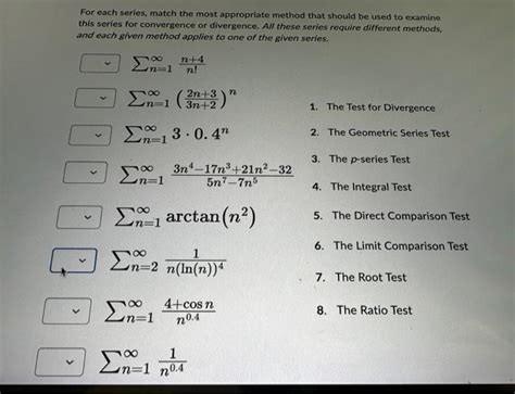 Solved For Each Series Match The Most Appropriate Method Chegg Com