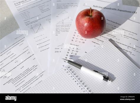 Handwriting Of Mathematics Quadratic Equation On Examination Practice Quiz Or Test In Maths