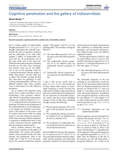 Pdf Cognitive Penetration And The Gallery Of Indiscernibles