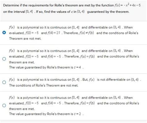 Solved Determine If The Requirements For Rolles Theorem Are Chegg Com