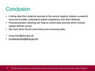 Pseudonymised Linkage Of Cancer Registry Data In England PPTX Databases Computer Software