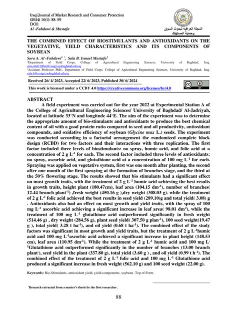 Pdf The Combined Effect Of Biostimulants And Antioxidants On The
