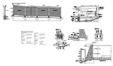 Retaining Wall And Pipe System Detail 2d View Cad Structural Block Layout Autocad File