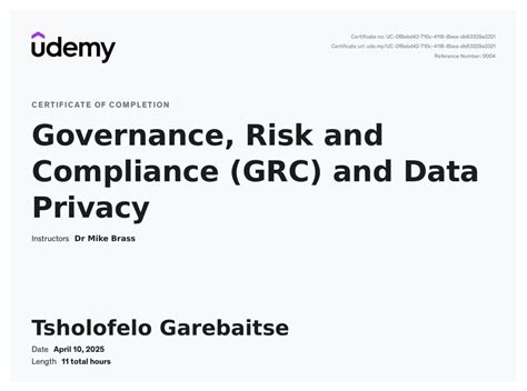 Udemy Course Completion Certificate Tsholofelo Garebaitse