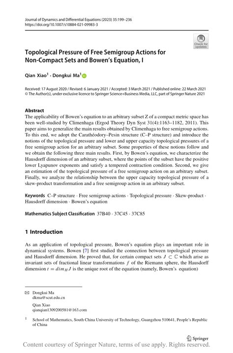 Topological Pressure Of Free Semigroup Actions For Non Compact Sets And Bowens Equation I