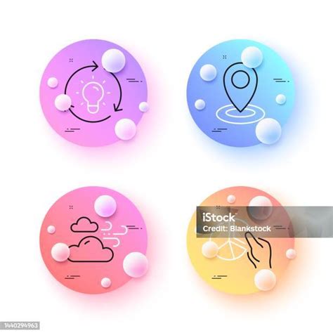 바람이 부는 날씨 위치 및 원형 차트 최소 선 아이콘 웹 응용 프로그램 인쇄용 벡터 감소에 대한 스톡 벡터 아트 및 기타 이미지