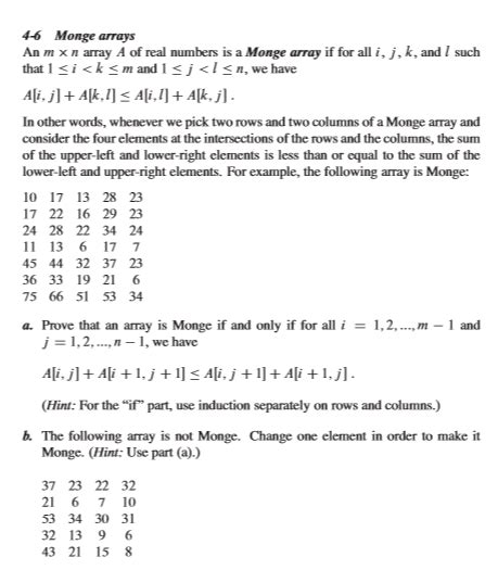Algorithms Solutions Problem 4 6 Monge Arrays