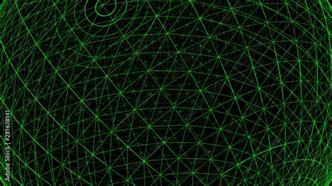 Plexus Style Rotate Sphere Animation Green Dots And Lines On The Dark Background Seamless