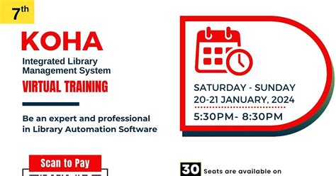 Koha Series 7 Koha Integrated Library Management System Virtual Training Day And Date