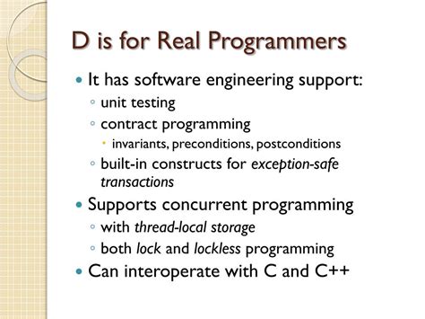 Ppt The D Programming Language Powerpoint Presentation Free Download Id3009571