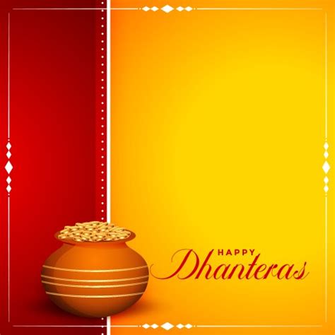 Lovely Happy Dhanteras Festival Card With Gold Vector Image
