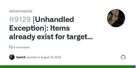 Unhandled Exception Items Already Exist For Target Assignprojectconfiguration In A Massively