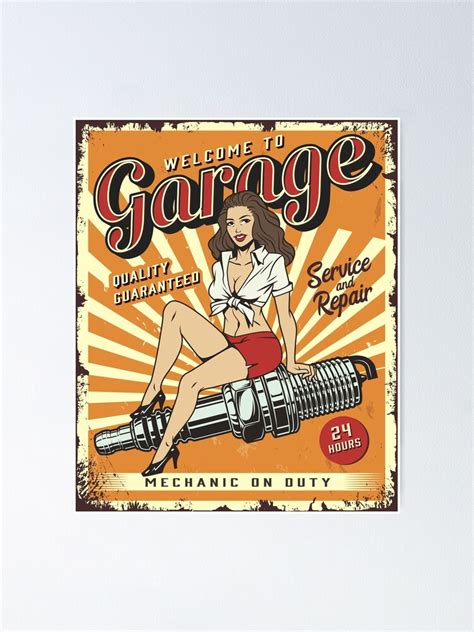 Vintage Garage Pinup Girl Poster For Sale By Renju Harilal Redbubble