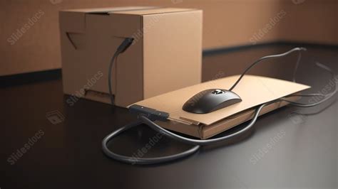 무료 컴퓨터 마우스에 묶인 롤링 판지 상자의 3d 렌더링 Ppt 배경 Slidesdocs
