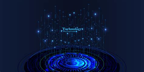 현대 추상 기술 개념입니다 파란색 배경과 혁신 하이테크 미래 디자인 배경에 디지털 회로 통신 서클 등측투영법에 대한 스톡 벡터 아트 및 기타 이미지 Istock