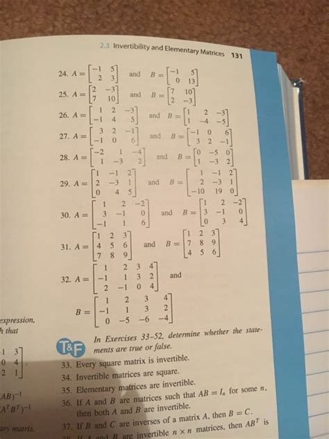 Solved 2 3 Invertibility And Elementary Matrices 131 5 24