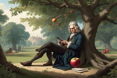 Newtons Digital Contemplation Premium Ai Generated Image