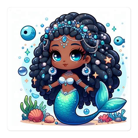 Yemaya Chibi Sticker Ocean Goddess Decal Water Deity Design Cute