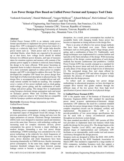 Pdf Low Power Design Flow Based On Unified Power Format And Synopsys