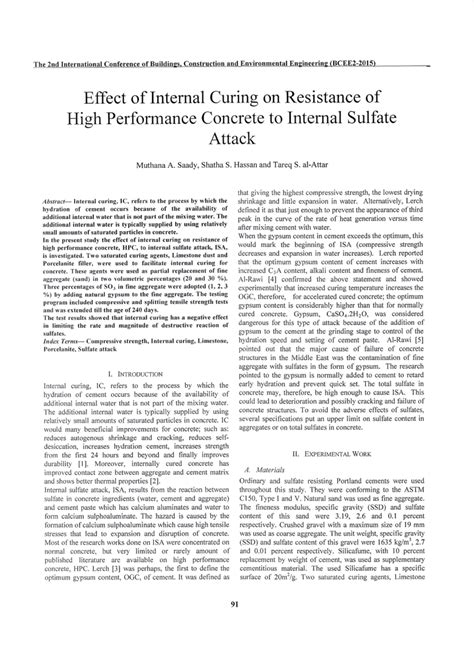 Pdf Effect Of Internal Curing On Resistance Of High Performance Concrete To Internal Sulfate