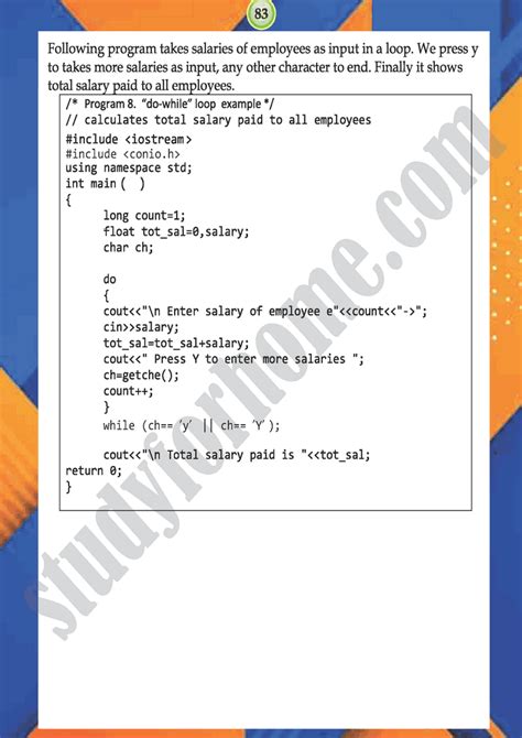 Control Structure Unit 4 Computer Science 10th Text Book