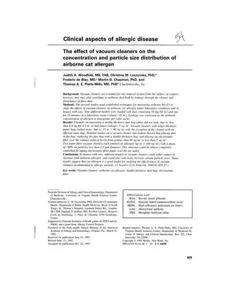 Pdf The Effect Of Vacuum Cleaners On The Concentration And Particle Size Distribution Of