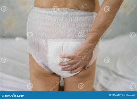 Asian Senior Or Elderly Old Lady Woman Patient Wearing Incontinence