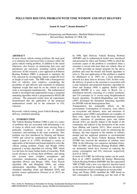 pdf pollution routing problem with time window and split delivery