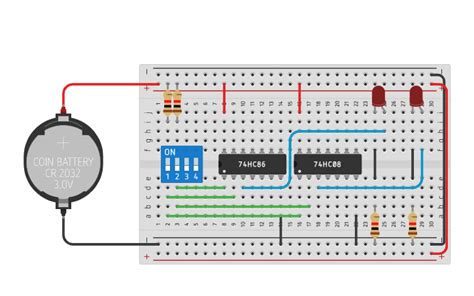 Circuit Design Half Bit Adder Tinkercad