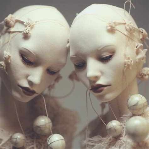 Два манекена в белом платье и лице манекена Премиум Фото