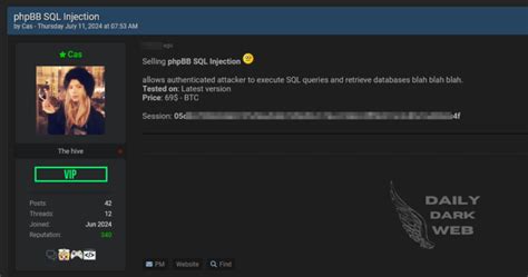 Threat Actor Claims To Sell Sql Injection Vulnerability For Phpbb Daily Dark Web