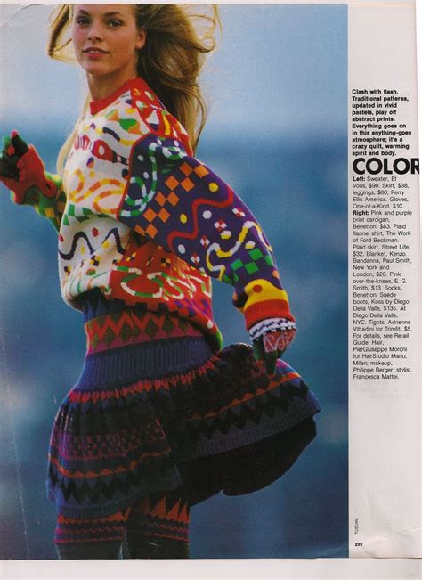 Elle Magazine Fall 1988 Color Mixing 1988fashion Sweaterdressing Mixitup Fashion 1980s