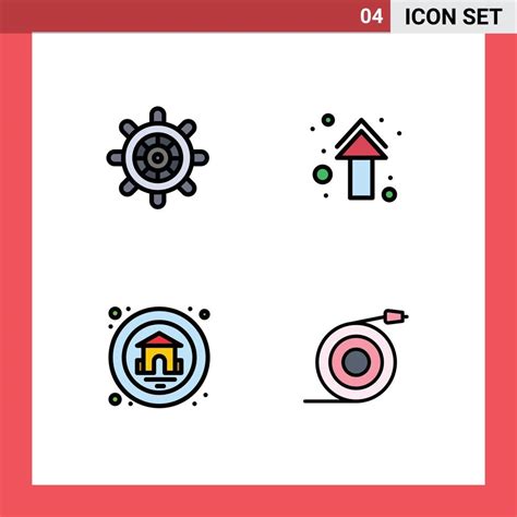 4 Universal Filledline Flat Colors Set For Web And Mobile Applications Boat House Arrow