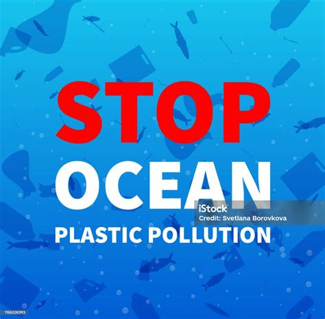 해양 플라스틱 오염을 중지 합니다 수 중 쓰레기와 정보 포스터입니다 0명에 대한 스톡 벡터 아트 및 기타 이미지 0명 가방