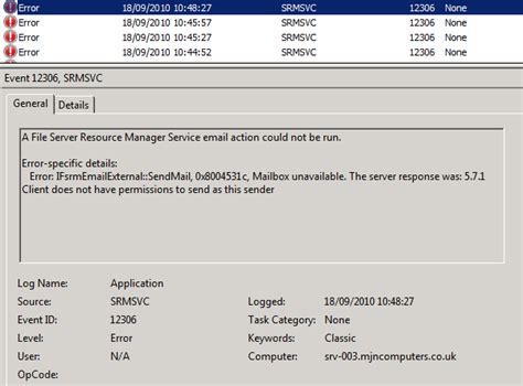 solved file server resource manager event error 0x8004531c experts
