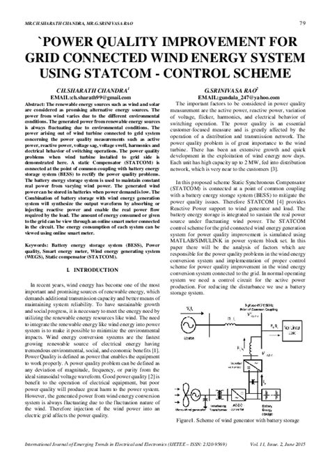Pdf Power Quality Improvement For Grid Connected Wind Energy Systemusing Statcom Controlscheme