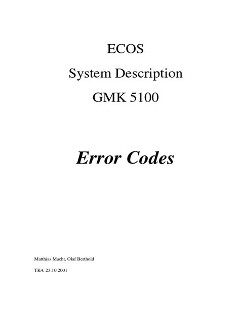 Gmk 5100 Ecos Error Codes V2 Pdf Electronic Circuits Analog To Digital Converter