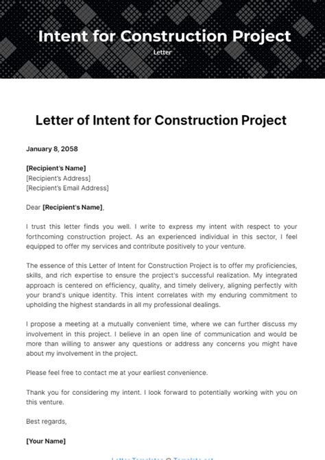 Free Letter Of Intent For Construction Project Template To Edit Online