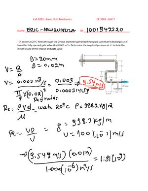 Quiz1 Practice Problems CE 3305 Note These Solutions Are For Set Values However Values On