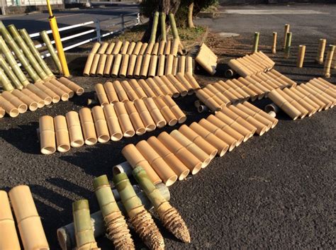 真竹の加工 竹の元とウラ 鍋田竹材鹿児島県 伝統工芸品指定竹材加工品の製作
