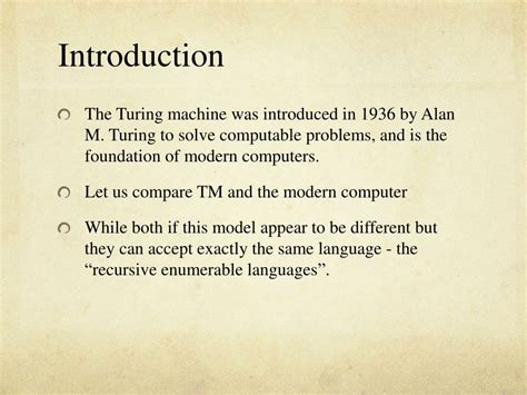 Ppt Simulating A Modern Computer By A Turing Machine And Vice Versa