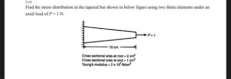 Solved Find The Stress Distribution In The Tapered Bar Shown