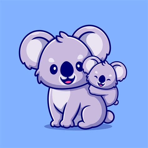 Cute Koala With Cub Cartoon Vector Icon Illustration Animal Nature