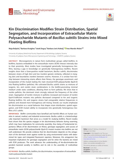 Pdf Kin Discrimination Modifies Strain Distribution Spatial