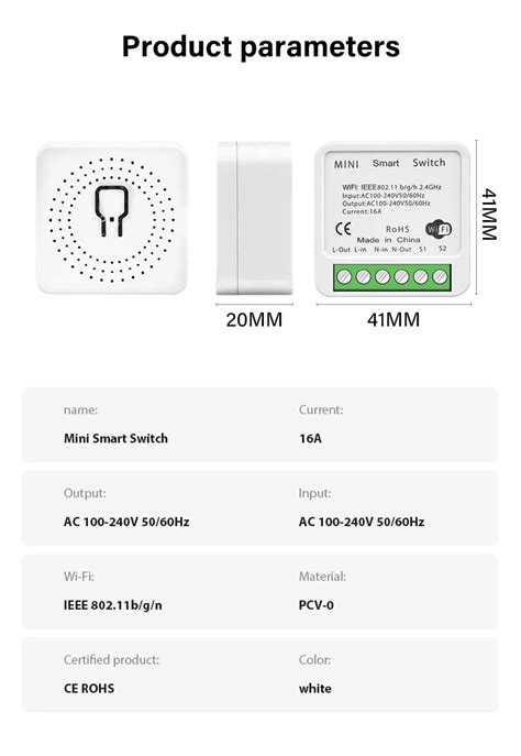 Aubess 16a Tuya Wifi Mini Diy Smart Switch 2 Way Control Smart Home