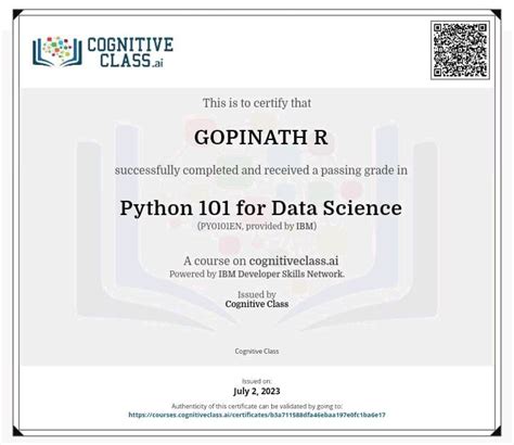 Gopinath R On Linkedin I Have Completed My Python For Data Science Provided By Ibm