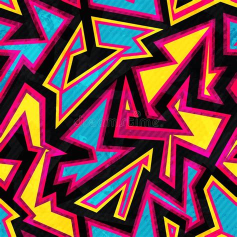 Psychedelic Geometric Seamless Pattern Stock Vector Illustration Of