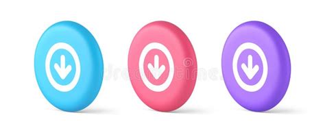 Down Arrow Circle Frame Button Web Interface Pointer Navigation App 3d Isometric Circle Icon