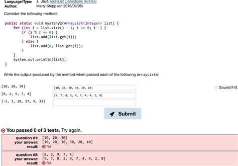 Solved Languagetype Java Arraylist Collections Mystery